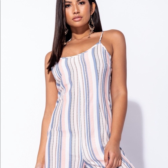 Pants & Jumpsuits | Vertical Multi Stripe Cami Wide Leg Jumpsuit | Poshmark